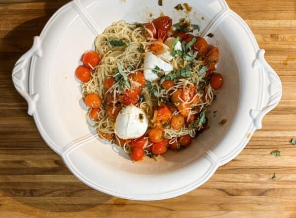 Light & Tangy Cherry Tomato Sauce over Angel Hair Pasta | Living Large ...